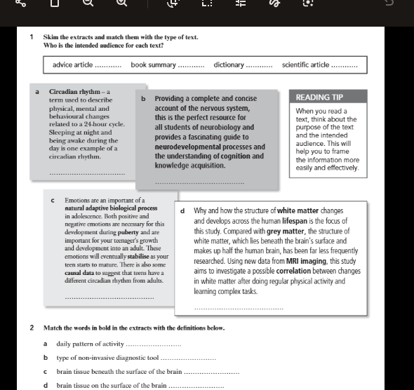 1 Skim the extracts and match them with the | StudyX