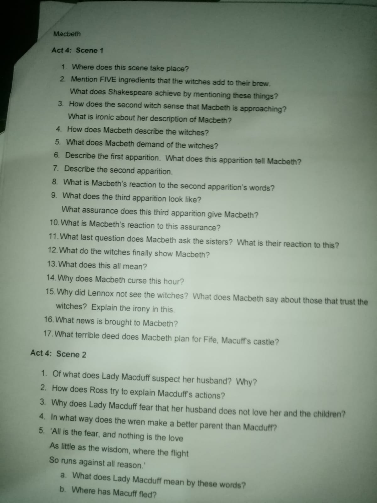 Macbeth Act 4: Scene 1 1. Where does this | StudyX