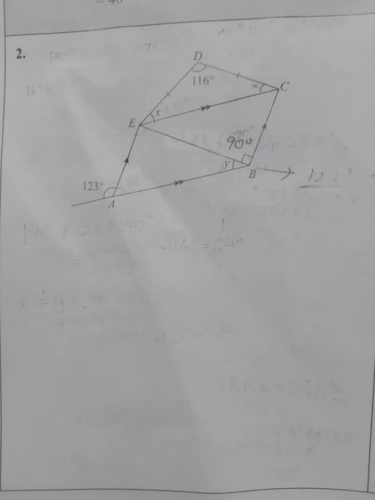 2. Diagram with angles and parallel lines. | StudyX