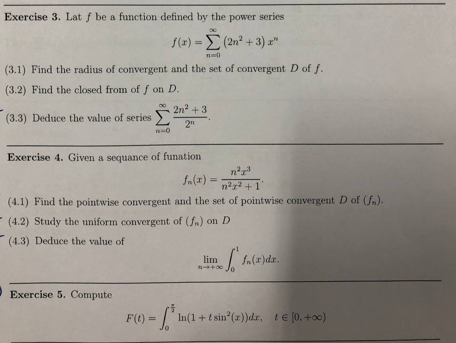 Exercise 3. Let $f$ be a function defined by | StudyX