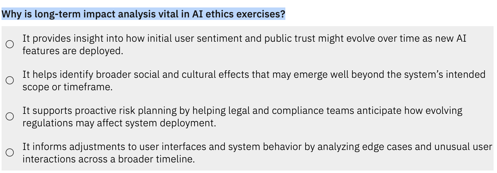 Why is long-term impact analysis vital in AI