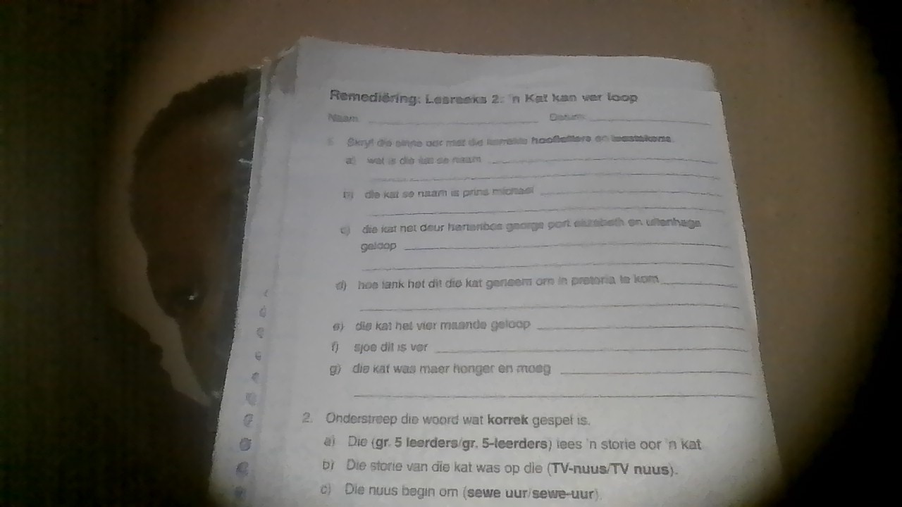 Remediëring: Lesreeks 2: 'n Kat kan ver loop | StudyX