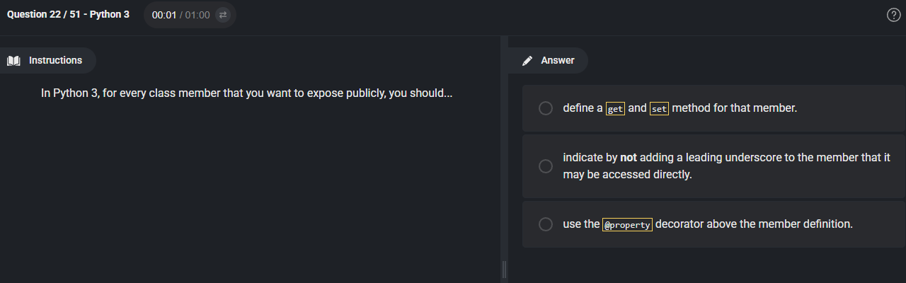 In Python 3, for every class member that you | StudyX
