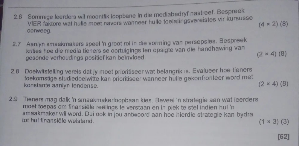 Sommige leerders wil moontlik loopbane in
