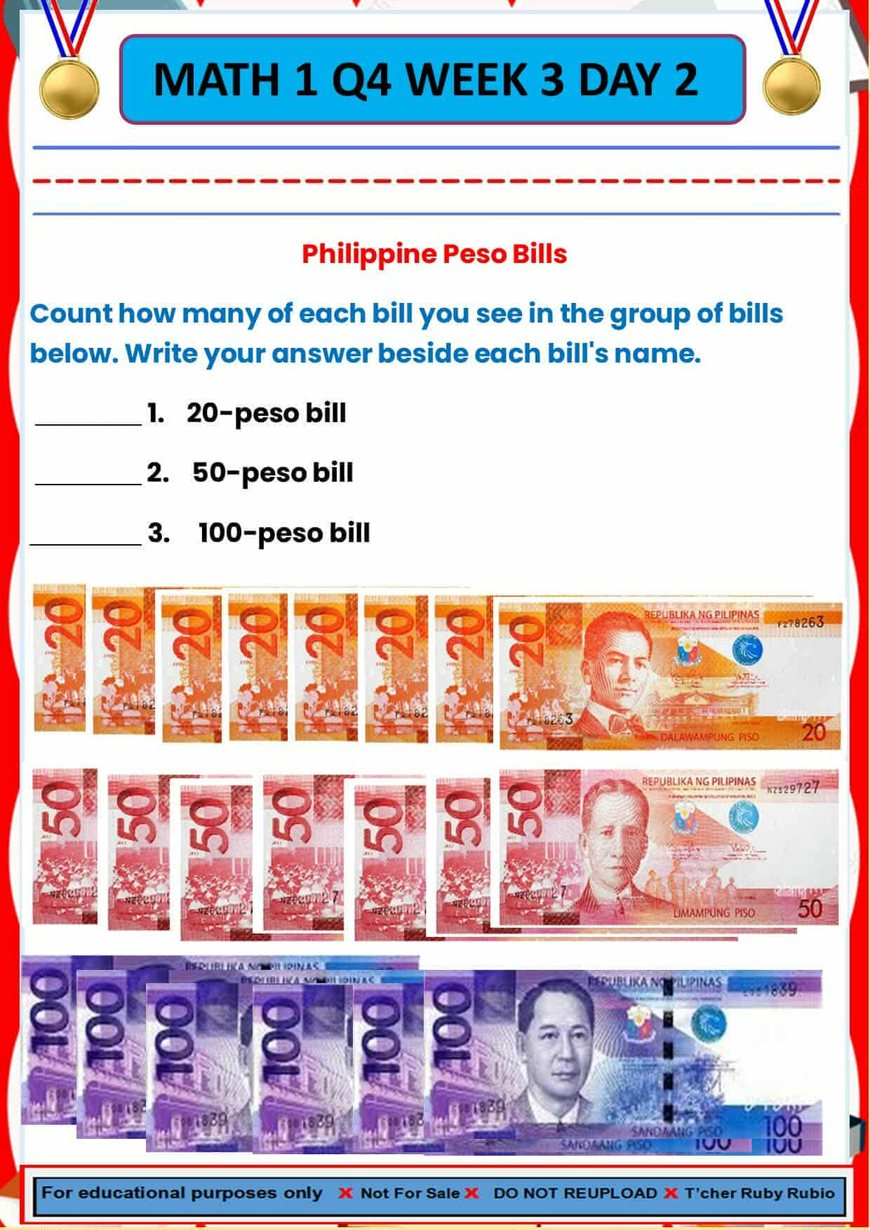 MATH 1 Q4 WEEK 3 DAY 2 Philippine Peso Bills | StudyX