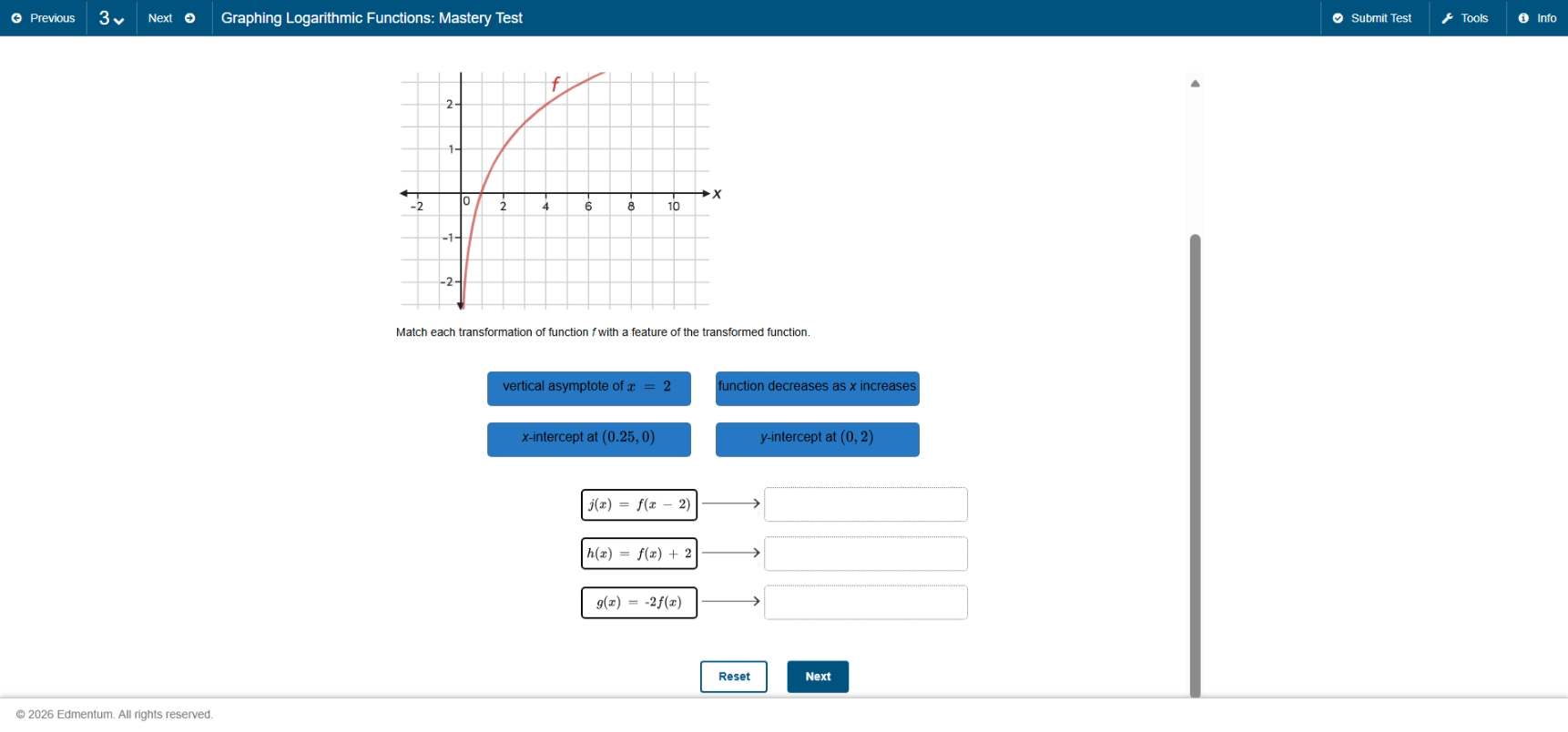 Match each transformation of function f with | StudyX
