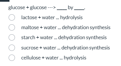 glucose + glucose ---> by . lactose + water | StudyX