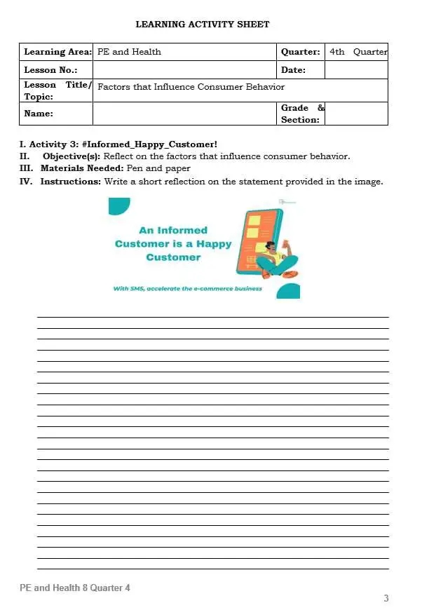 LEARNING ACTIVITY SHEET Learning Area: PE | StudyX