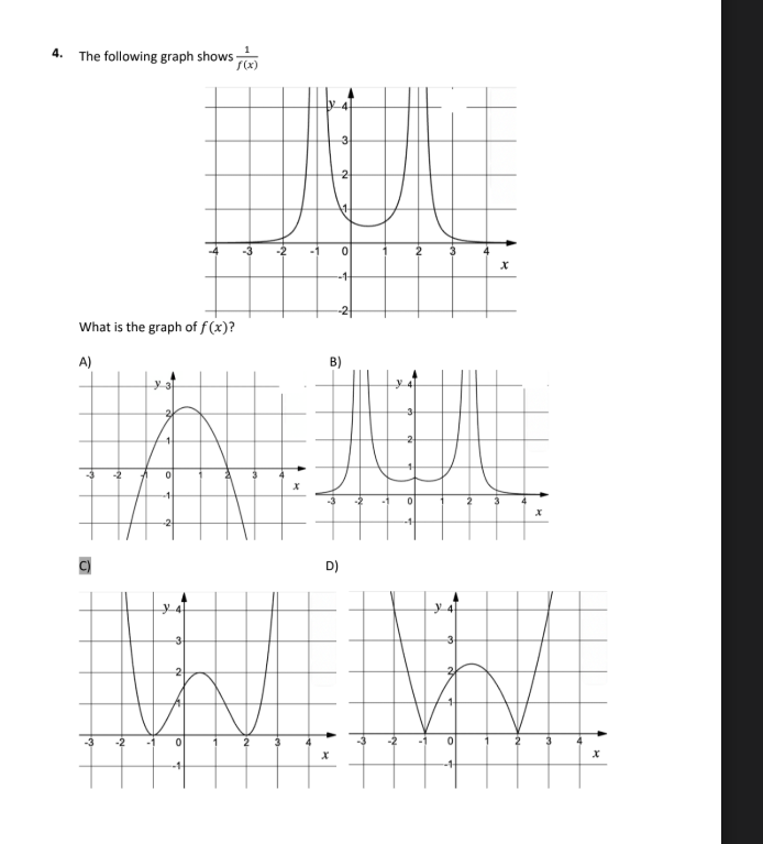4. The following graph shows \( {1}{f(x)}\) | StudyX