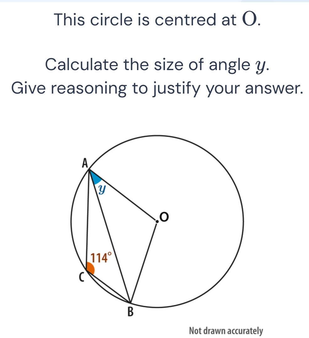 Calculate the size of angle $y$. Give | StudyX