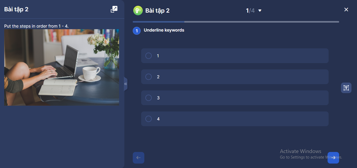 Put the steps in order from 1 - 4. 1 2 3 4 | StudyX