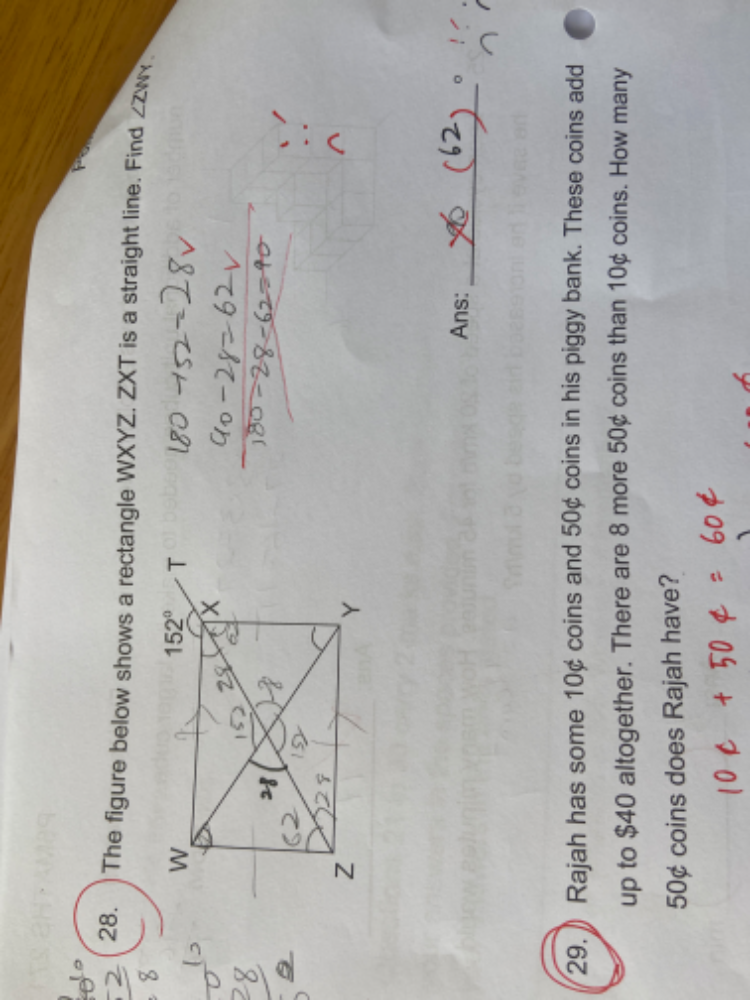 28. The figure below shows a rectangle WXYZ. | StudyX