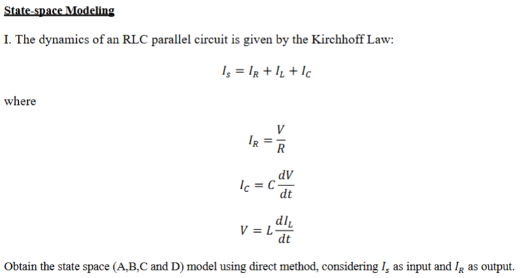 I. The dynamics of an RLC parallel circuit | StudyX