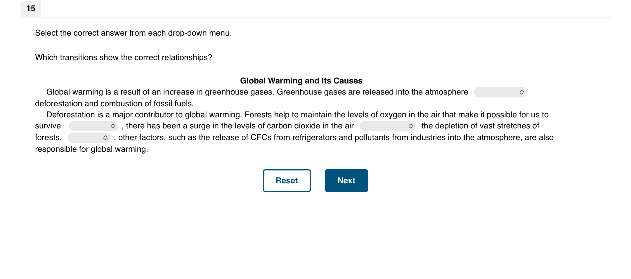 Select the correct answer from each