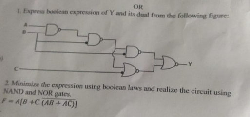 1. Express boolean expression of Y and its | StudyX