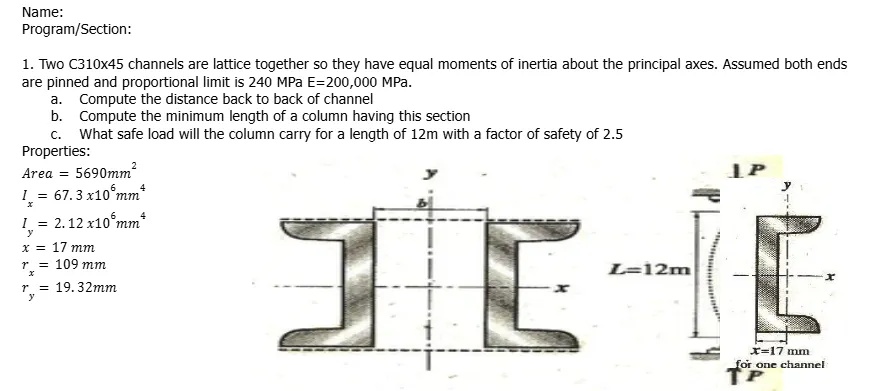 1. Two C310x45 channels are lattice together | StudyX