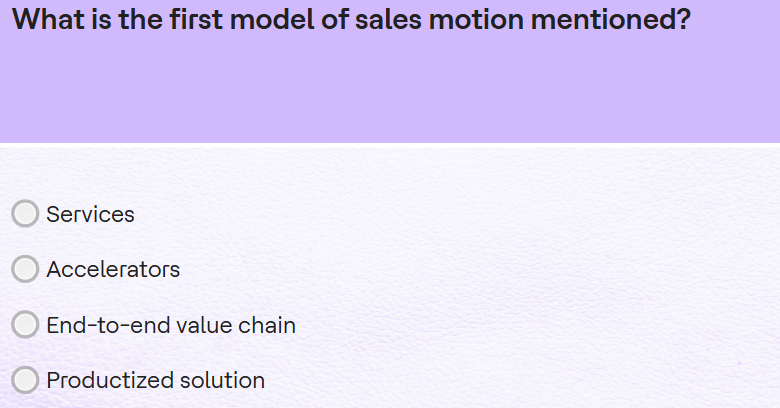 What is the first model of sales motion | StudyX