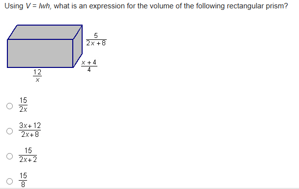 Using $V = lwh$, what is an expression for | StudyX