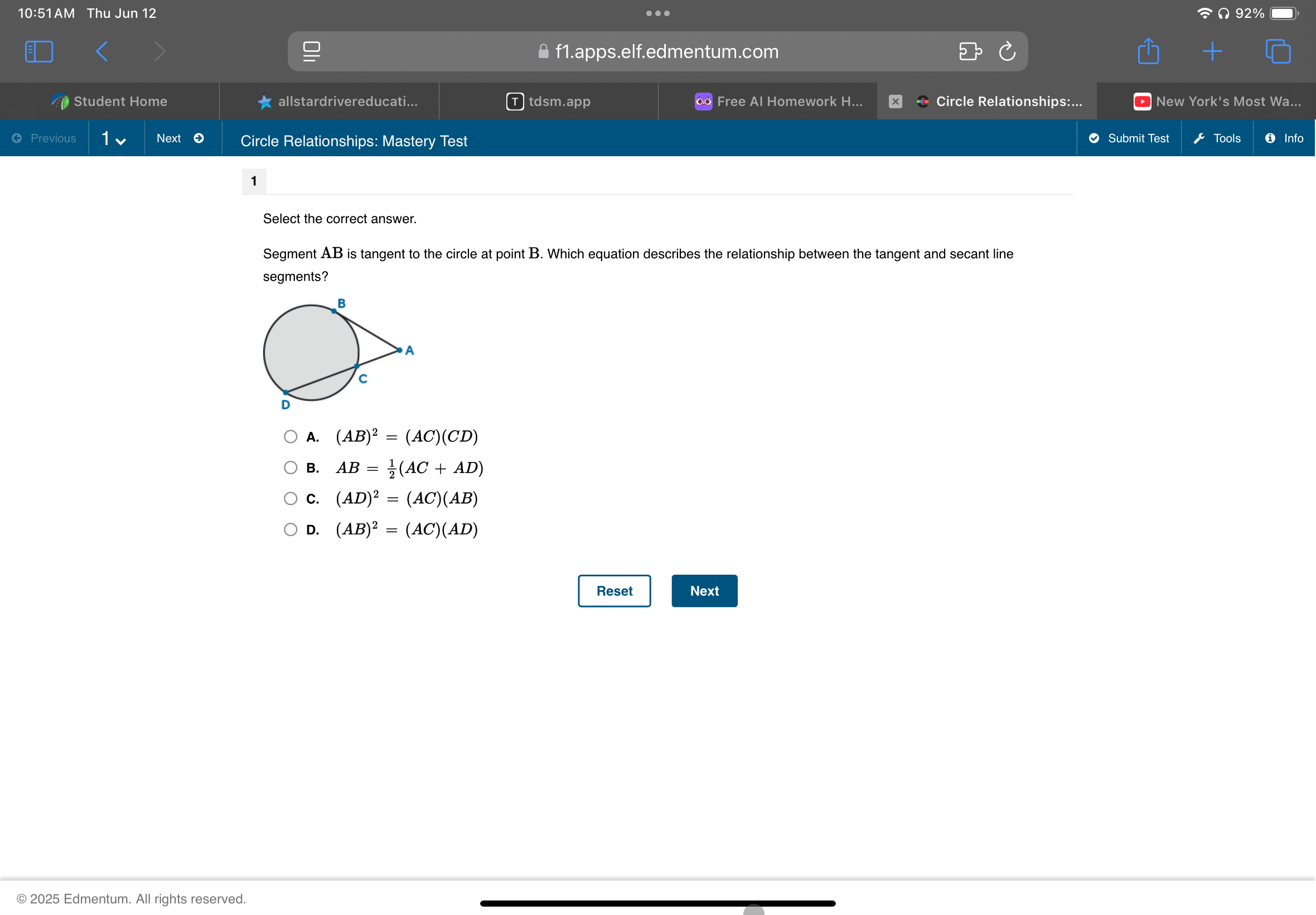 Select the correct answer. Segment $ {AB}$ | StudyX