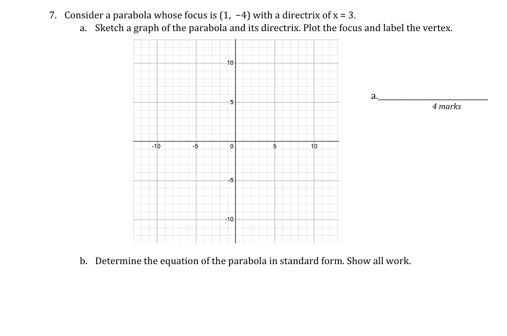 7. Consider a parabola whose focus is (1, | StudyX
