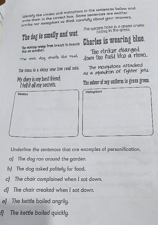 Identify the similes and metaphors in the | StudyX
