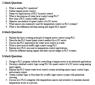 2-Mark Questions 1. What is analog PLC | StudyX