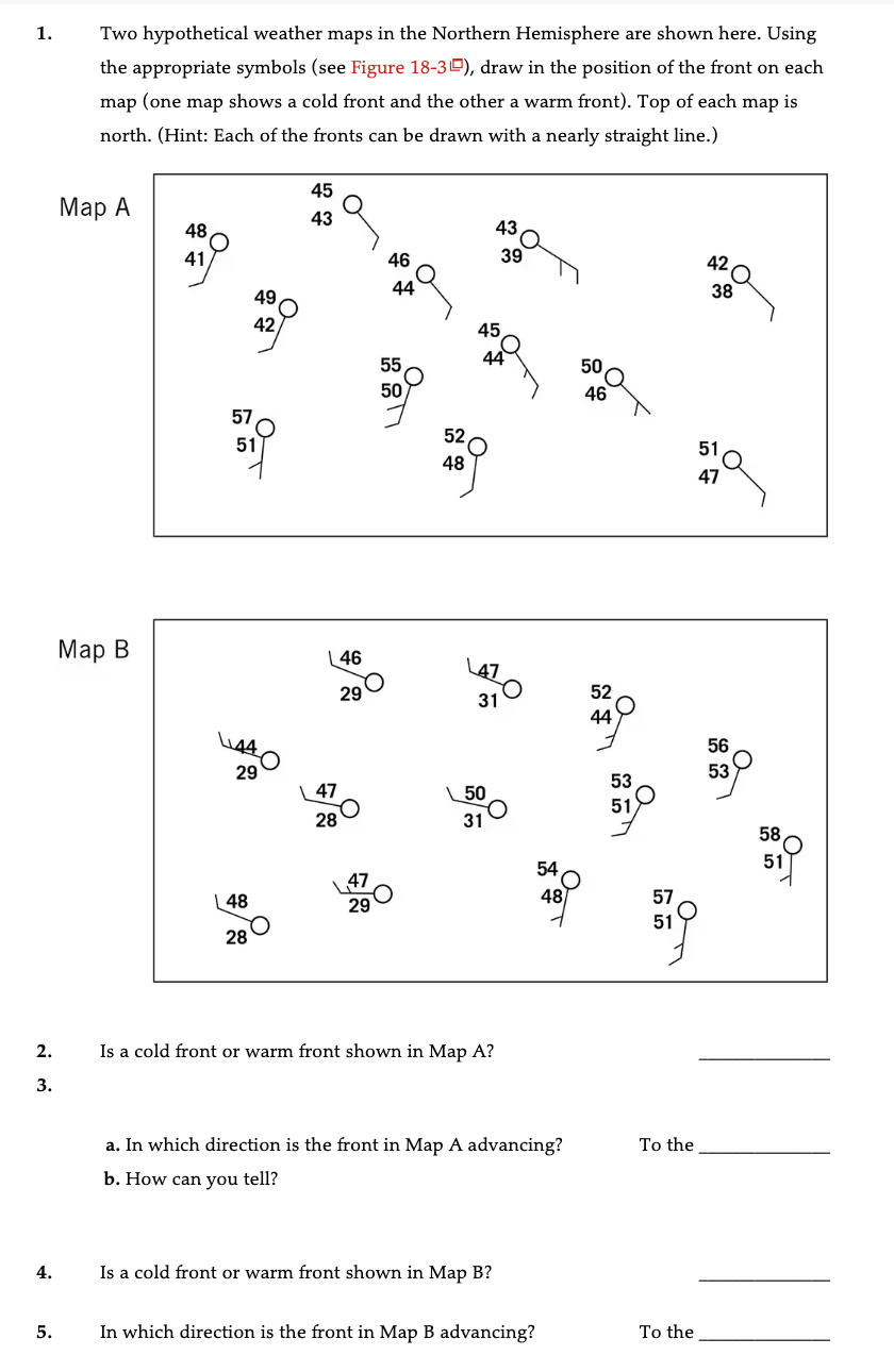 1. Two hypothetical weather maps in the | StudyX