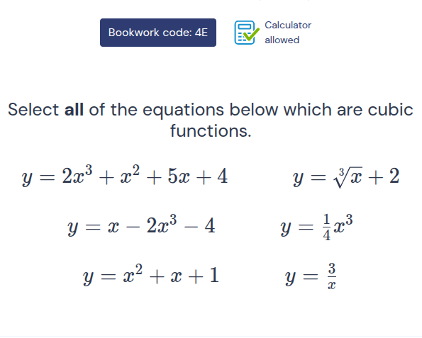 Select all of the equations below which are | StudyX