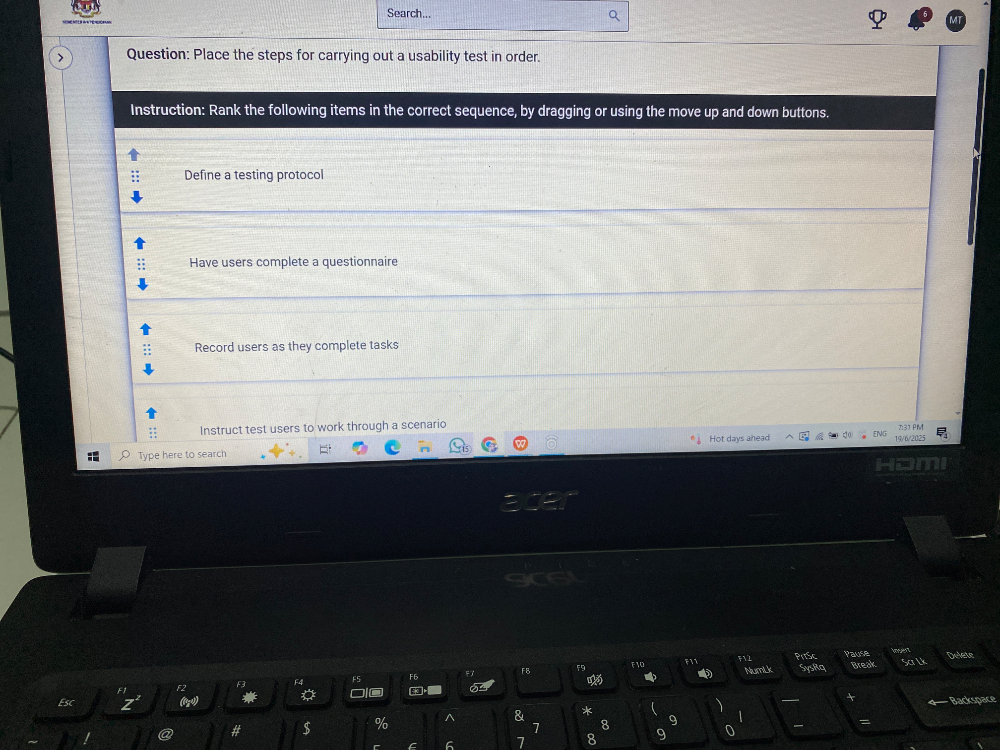 Question: Place the steps for carrying out a | StudyX