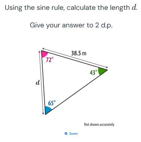 Using the sine rule, calculate the length | StudyX