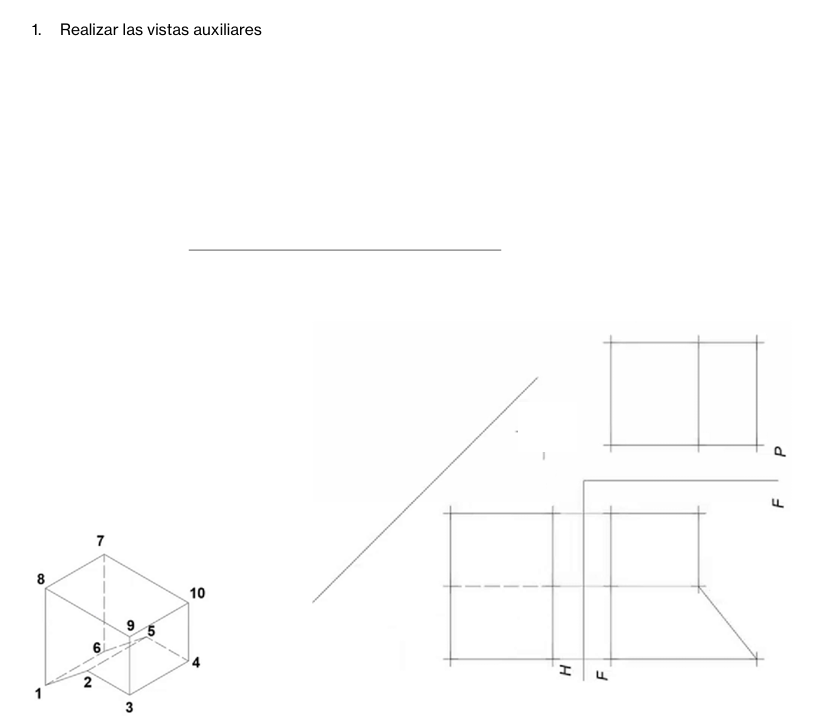 Realizar las vistas auxiliares - Dibujo | StudyX