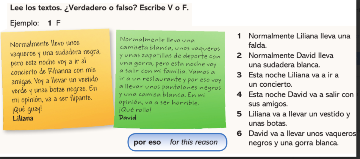 Lee los textos. ¿Verdadero o falso? Escribe | StudyX