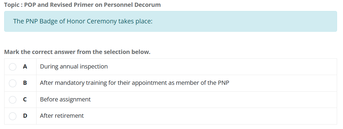 The PNP Badge of Honor Ceremony takes place: