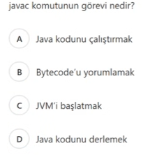 javac komutunun görevi nedir? A Java kodunu | StudyX