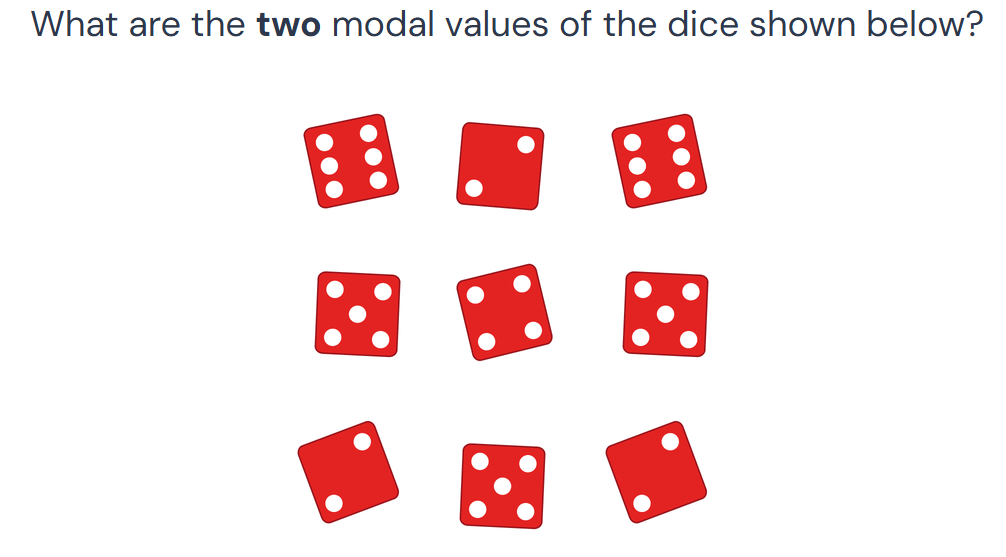 What are the two modal values of the dice | StudyX