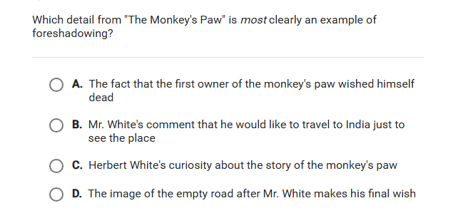 Which detail from "The Monkey's Paw" is most | StudyX