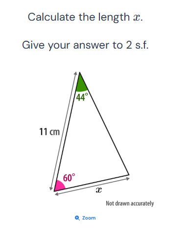 Calculate the length $x$. Give your answer | StudyX