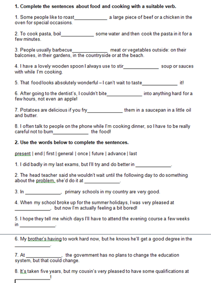 1. Complete the sentences about food and | StudyX
