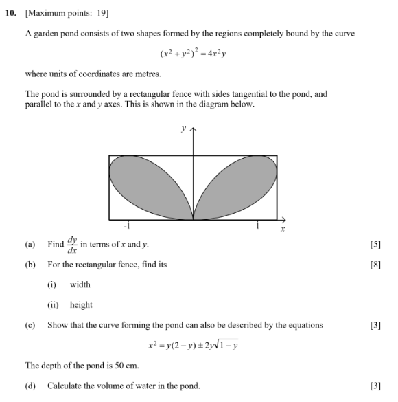 10. [Maximum points: 19] A garden pond | StudyX