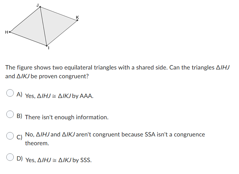 The figure shows two equilateral triangles | StudyX