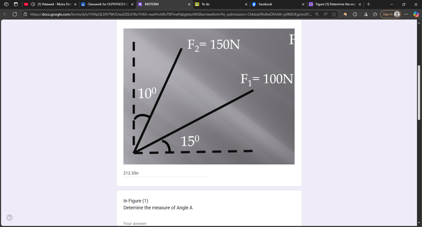 In Figure (1) Detemine the measure of Angle | StudyX