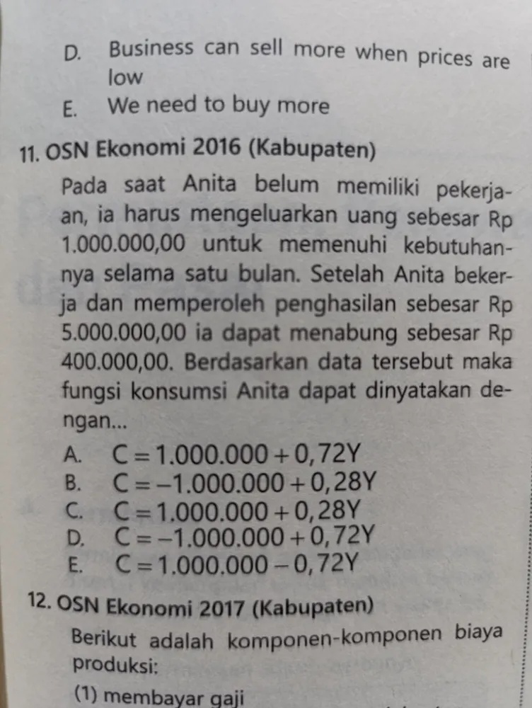 11. OSN Ekonomi 2016 (Kabupaten) Pada saat | StudyX