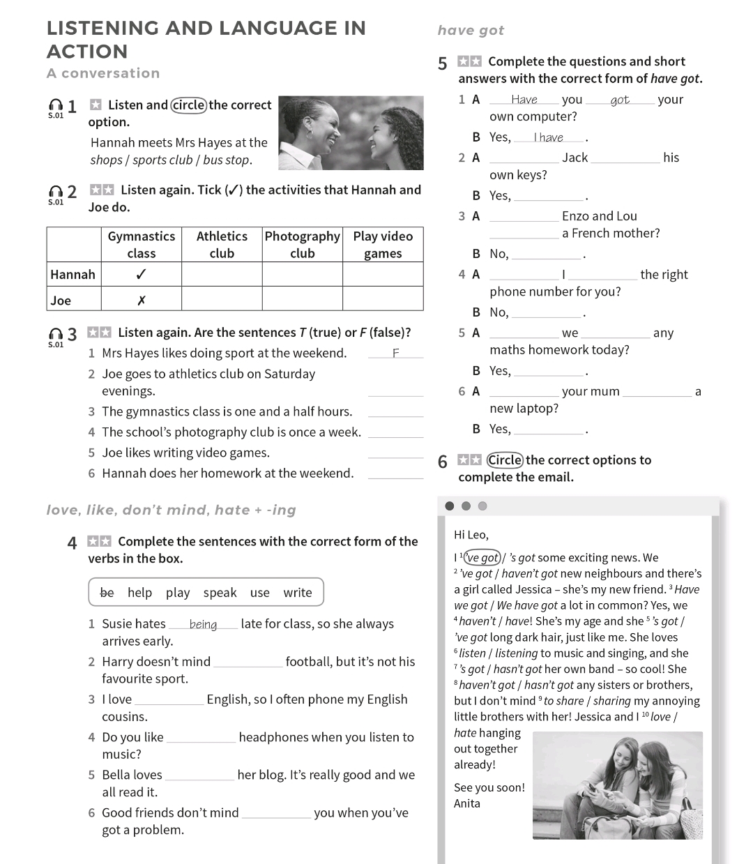 1. Listen and circle the correct option. | StudyX