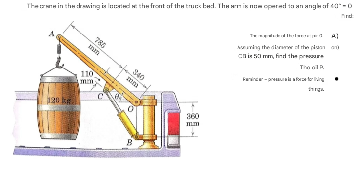 Find: The magnitude of the force at pin 0. | StudyX