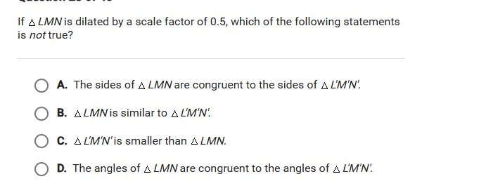 If $ LMN$ is dilated by a scale factor of | StudyX