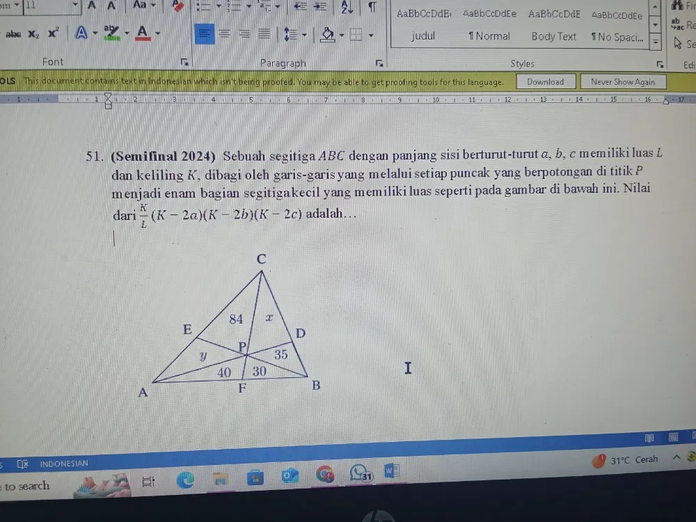 51. (Semifinal 2024) Sebuah segitiga ABC | StudyX