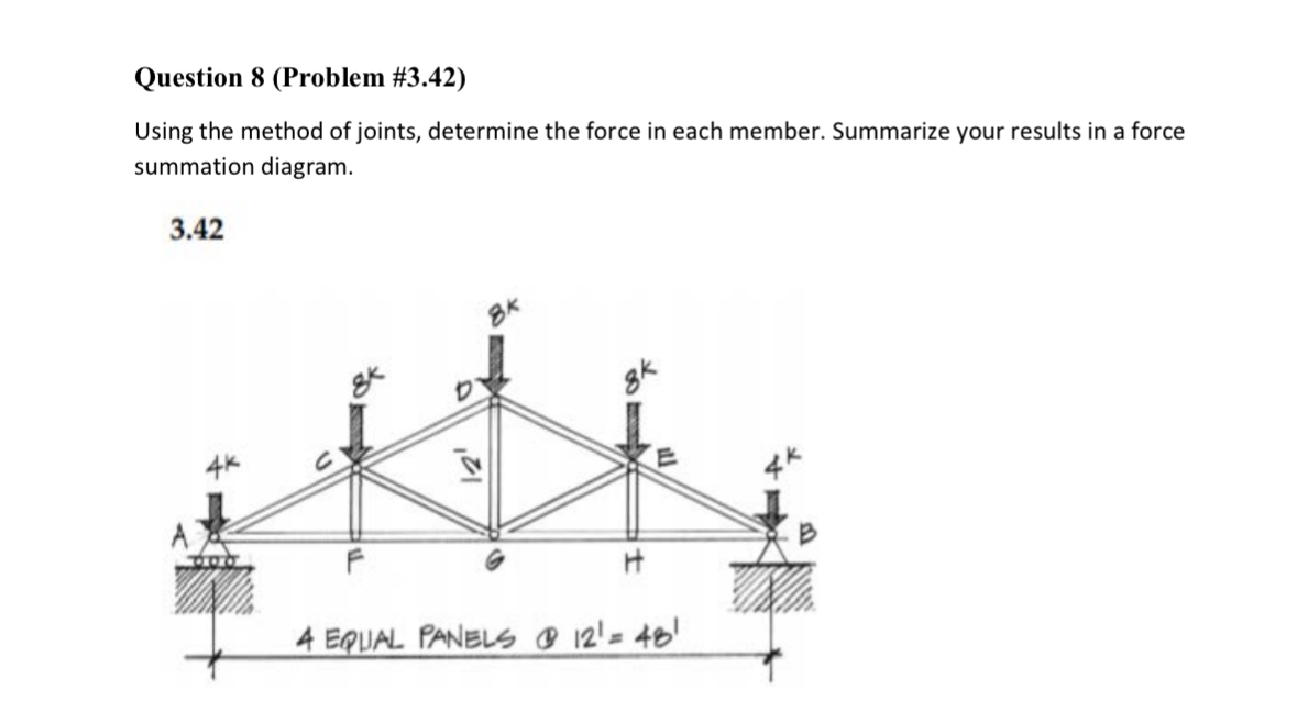 Question 8 (Problem #3.42) Using the method | StudyX