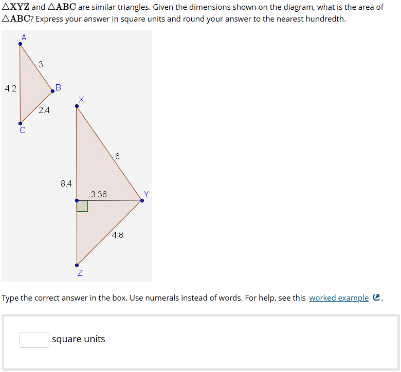 $ XYZ$ and $ ABC$ are similar triangles. | StudyX
