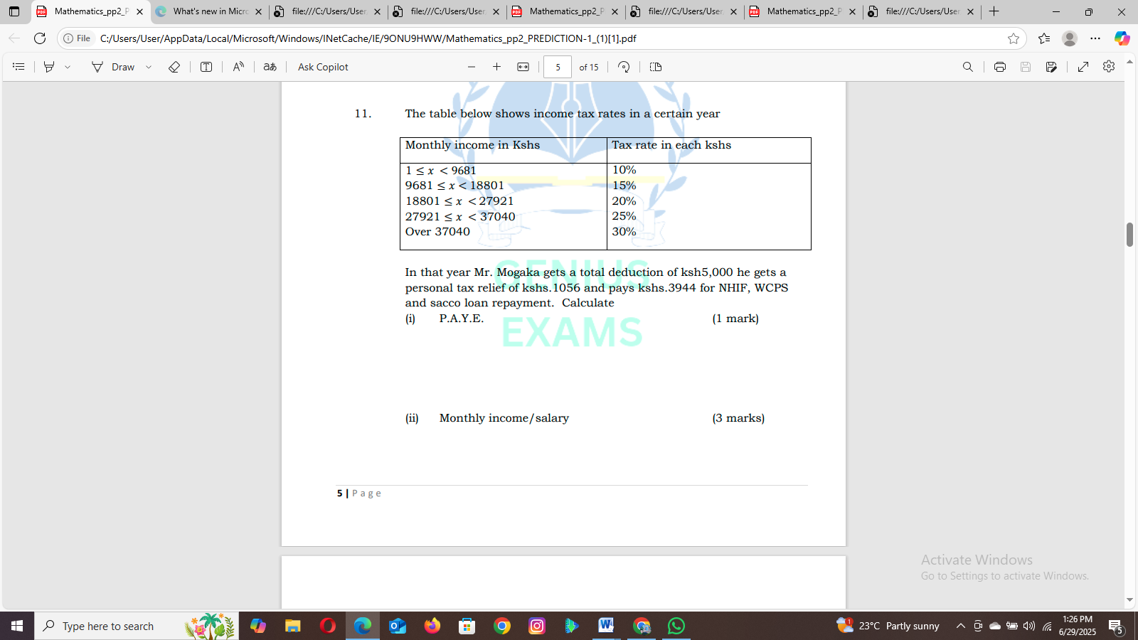 11. The table below shows income tax rates | StudyX