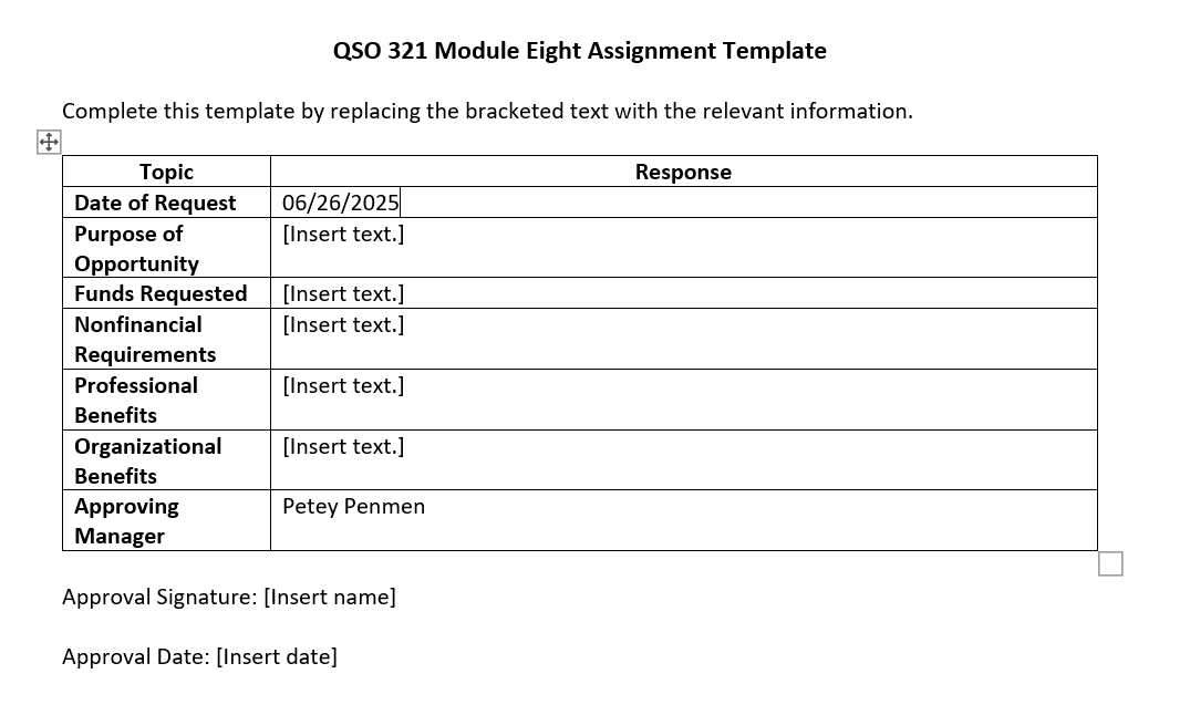 QSO 321 Module Eight Assignment Template | StudyX